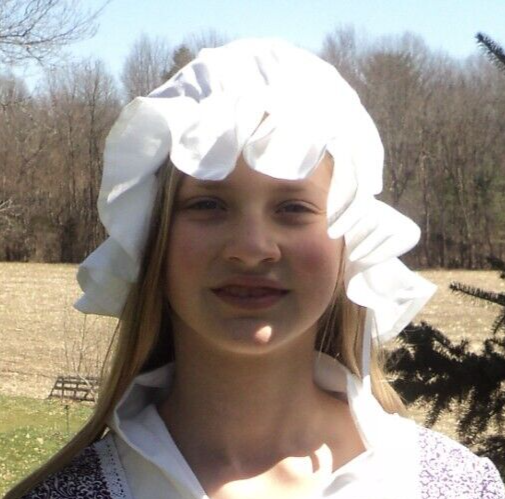 Girls' sz 8-14 White color Colonial 1700's cotton Mob Cap costume hat ...