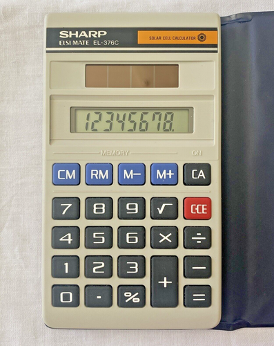 Vintage Sharp Elsi Mate EL-376C Solar Cell 8-Digit Pocket Calculator ...
