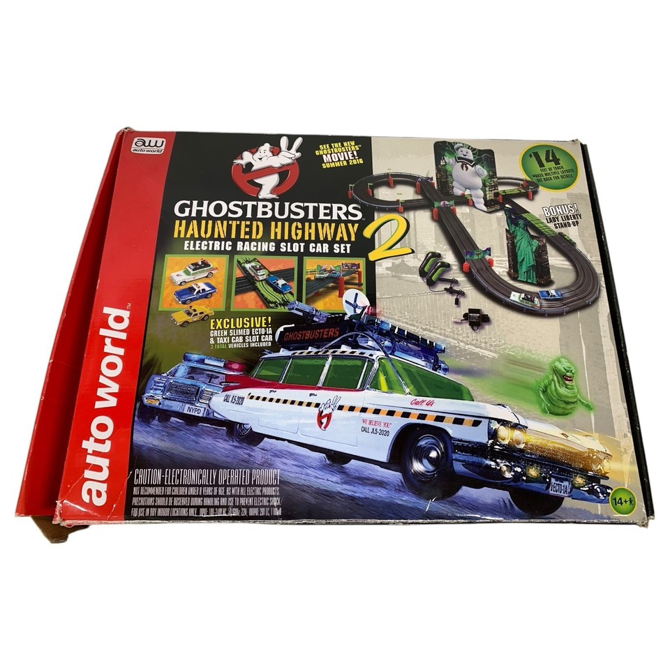 VINTAGE AUTOWORLD Ghostbusters Haunted Highway 2 Racing Slot Car Track ...