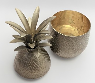 VTG Hollywood Regency Pineapple Brass Patina Deco Decor Bar Cart Tiki ...