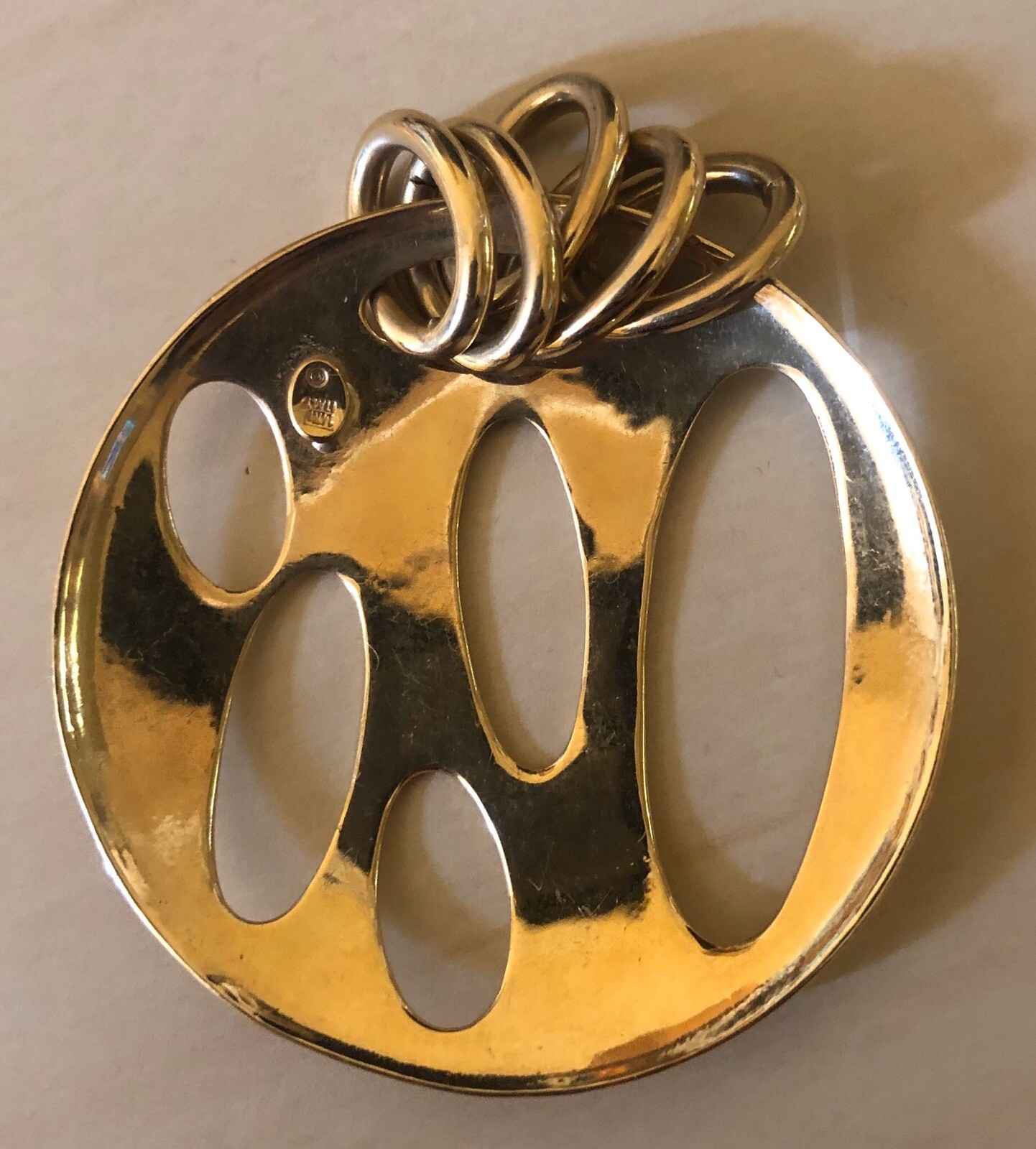 14K Yellow Gold Round Charm Circle Omega Slide Pendant 19grams | eBay