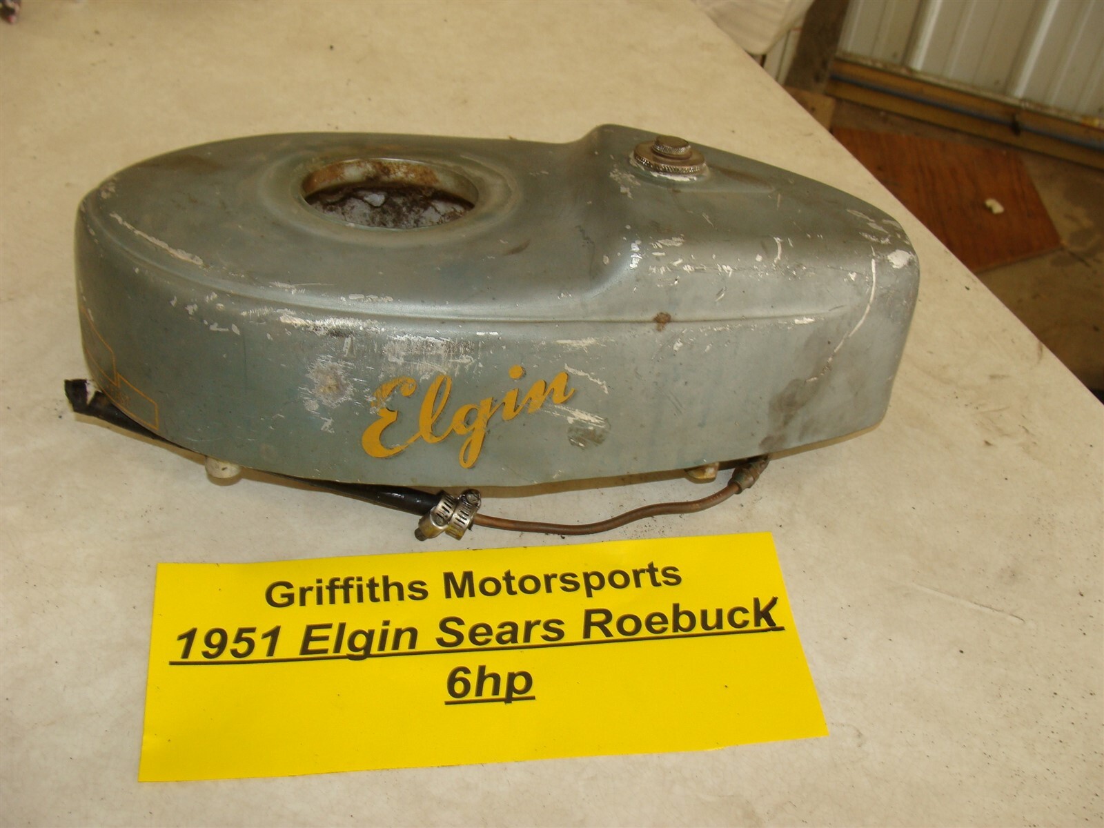 1951 ELGIN outboard motor 571-58641 Sears 6hp gas fuel tank w cap line ...