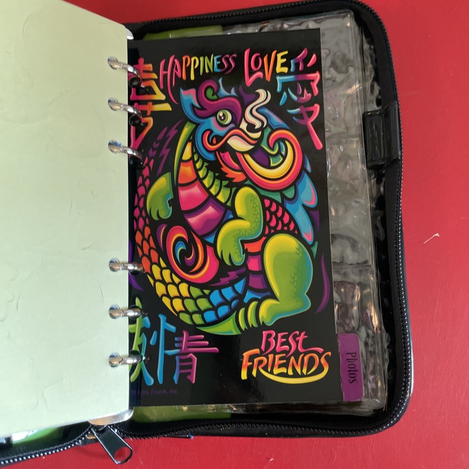 LISA FRANK DRAGON HAPPINESS LOVE Planner Organizer Zippered BEST ...