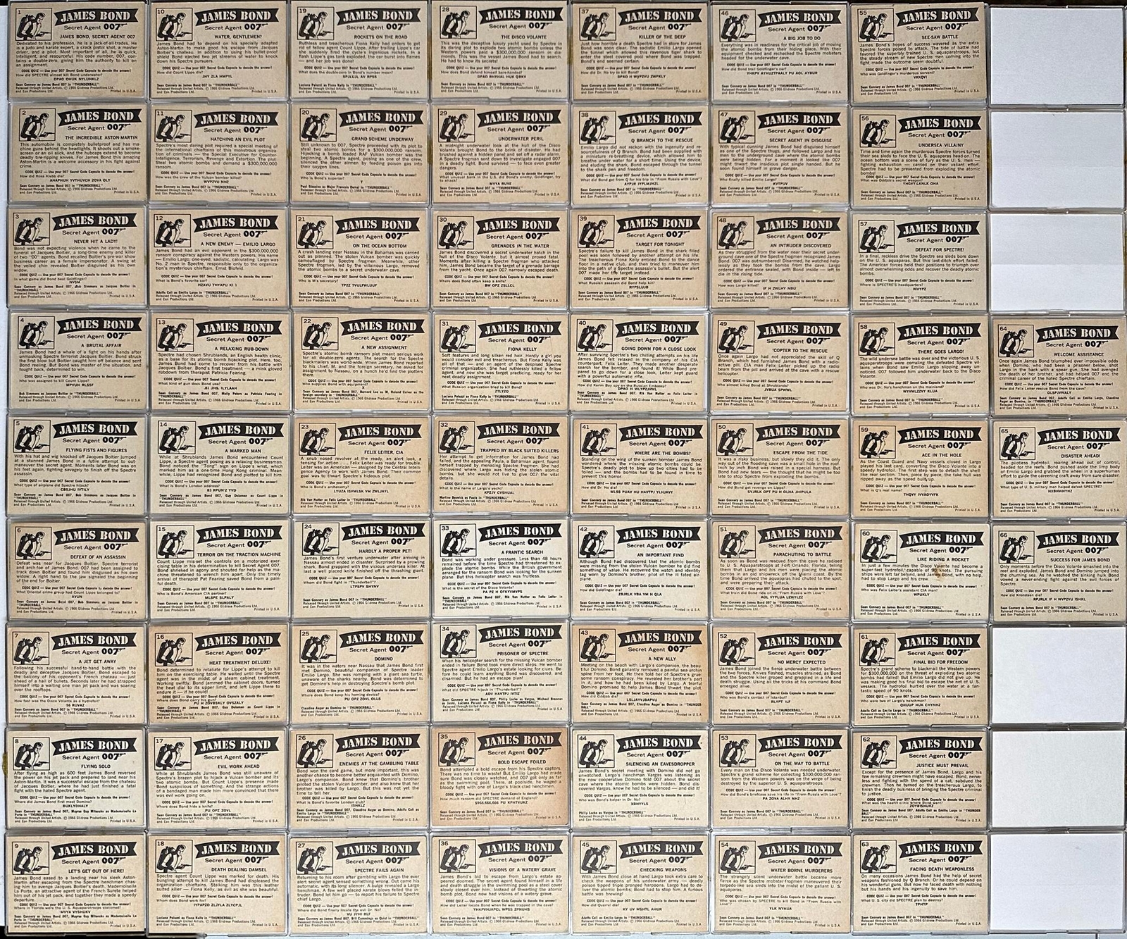 James Bond Thunderball 1966 Vintage Trading Card Set 66 Cards | eBay