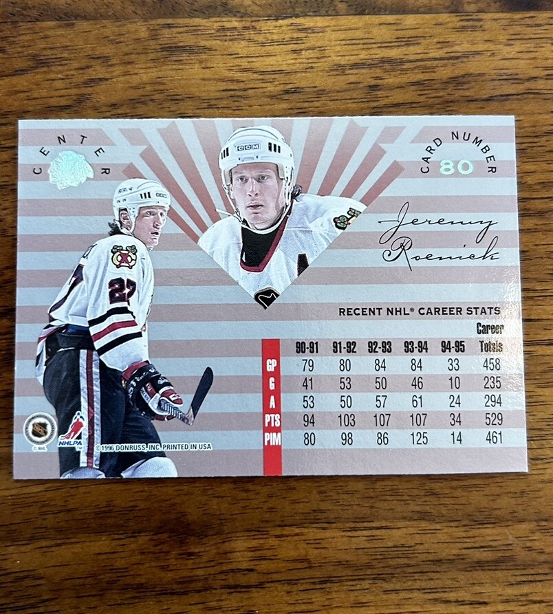 1996 Jeremy Roenick Donruss Leaf Limited Shimmer Refractor Blackhawks ...