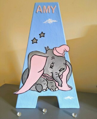 Dumbo Letters personalised Baby Nursery Wall Art Decor Kids Children’s ...