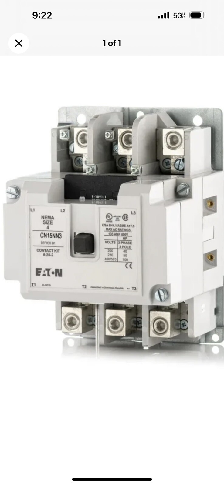 Cutler-Hammer+CN15NN3A+3+Poles+120V+Contactor for sale online | eBay