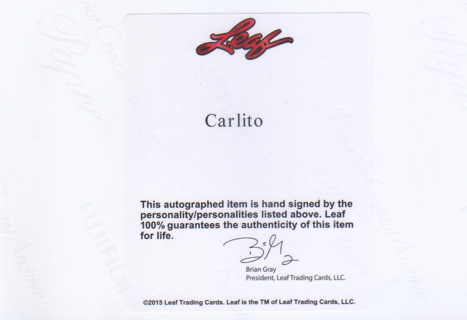 Leaf Wrestling Signed 8x10 Photo Carlito Carly Colon WWC WWE ...