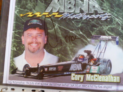 DRAG RACER CORY MCCLENATHAN HANDSIGNED 8X10 MBNA MOTORSPORTS PHOTOCARD ...