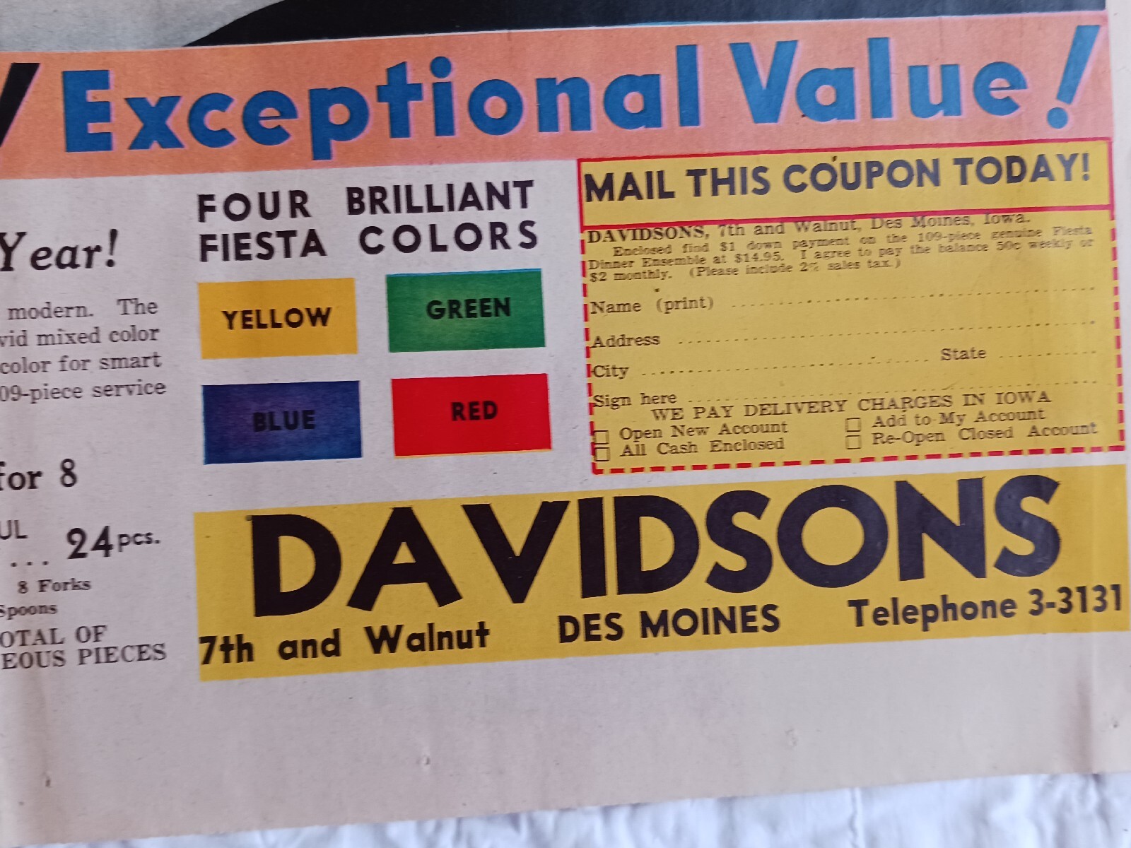 RARE Original 1939 Fiesta Ensemble Full Newspaper Ad Ephemera ...