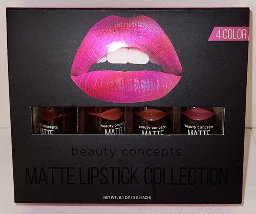 Beauty Concepts 4 pc Matte Lipstick Collection Set NEW in Box | eBay