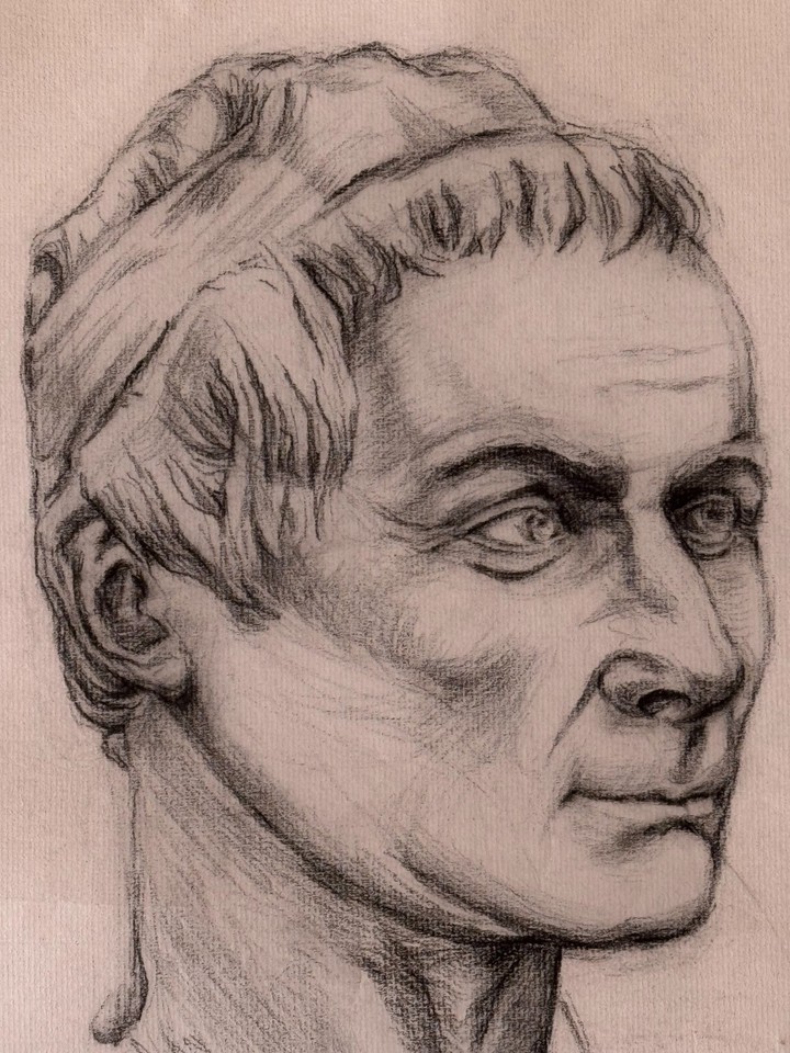 Charcoal Ink Paper Male Man Bust Figure Drawing Paper 1950s 19 x 22 | eBay