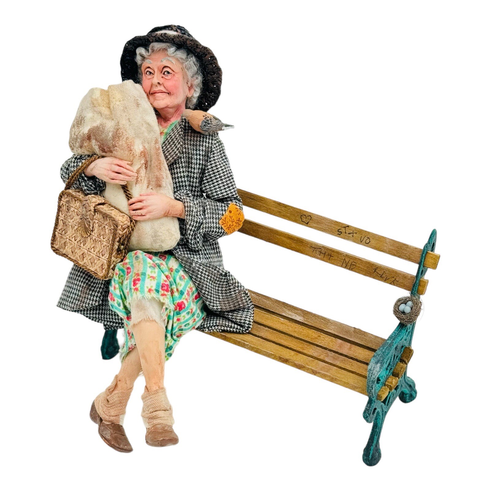 Artisan MARCIA BACKSTROM Old Street Bird Lady Doll Dollhouse Miniature ...