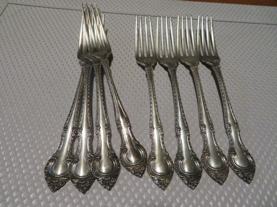 Gorham Sterling Silver English Gadroon pattern Dinner Forks (8) pc ...
