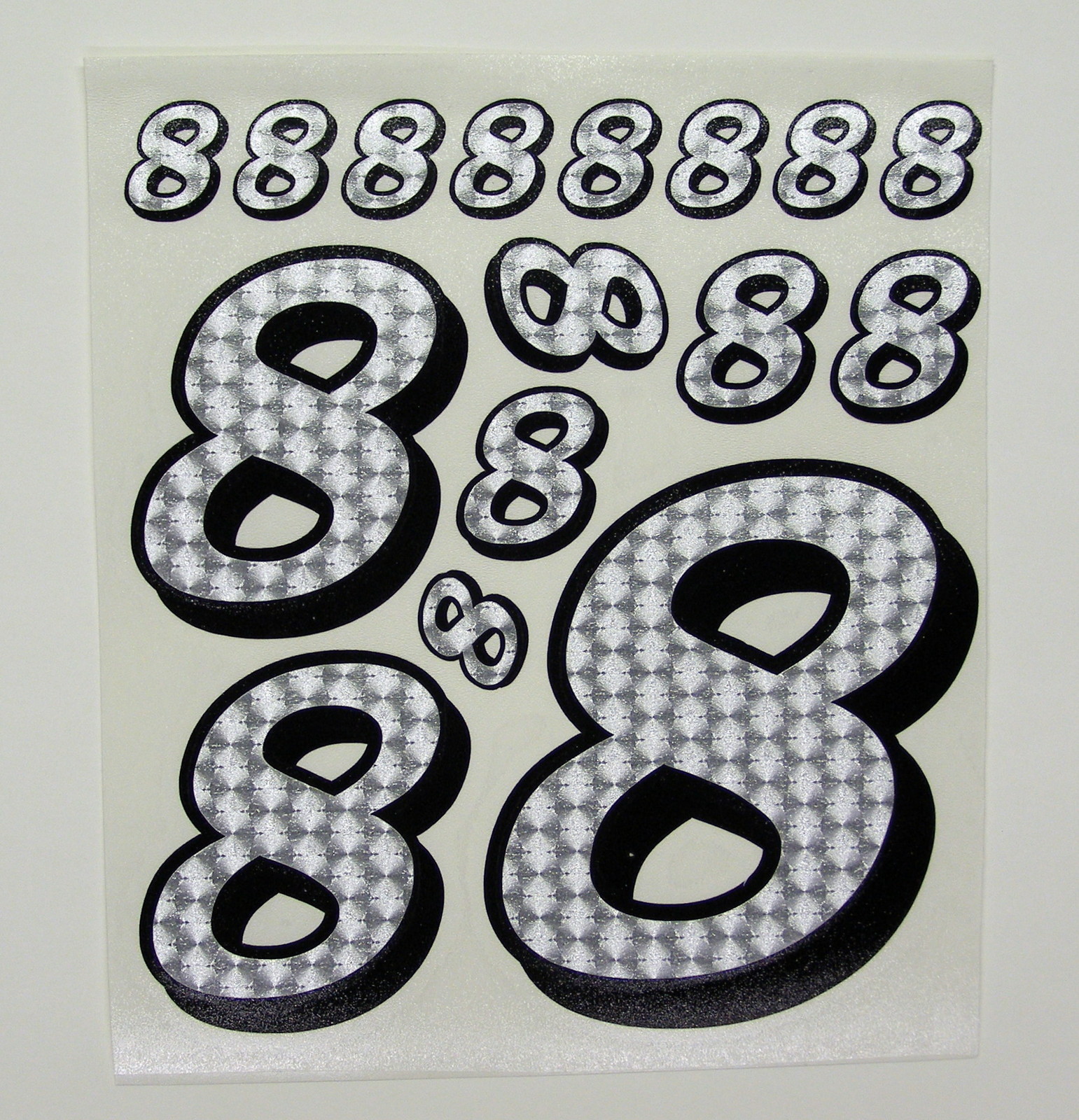 Racing Numbers 8 Decal Sticker Pack Silver Black Outline 1/8 1/10 RC ...