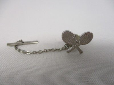 VINTAGE SILVERTONE DOUBLE TENNIS RACQUET TIE TACK CLASP | eBay