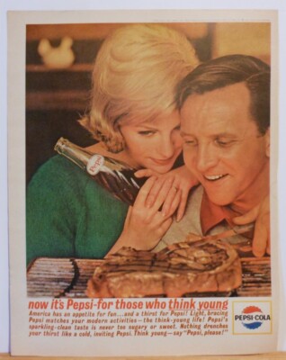 1963 magazine ad for Pepsi Cola - couple admire steak on grill, drink ...