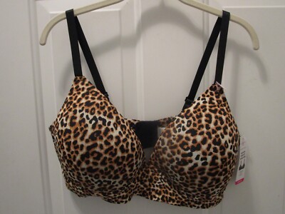ASHLEY STEWART COMFORT BAND WIRELESS BLACK ANIMAL BRA IN SIZE 42D NEW ...
