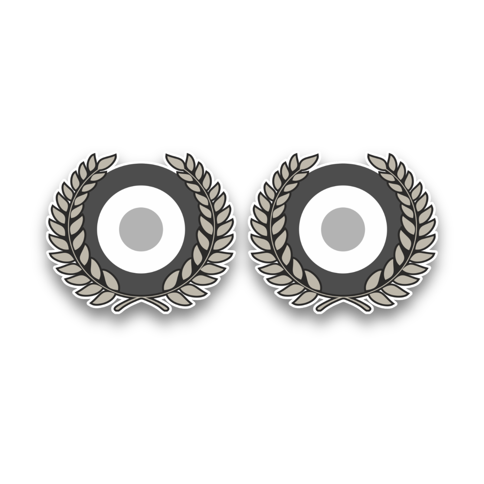2x Small Grey RAF Mod Target Silver Wreath Vinyl Sticker Decals 60x52mm ...