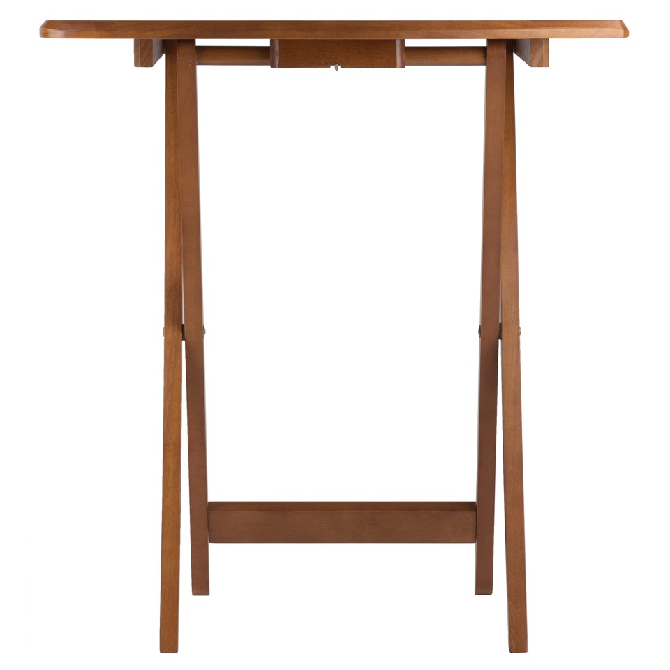 Teak Finish 5 pc Wooden Tray Table Set Folding Portable Snack Stand TV ...