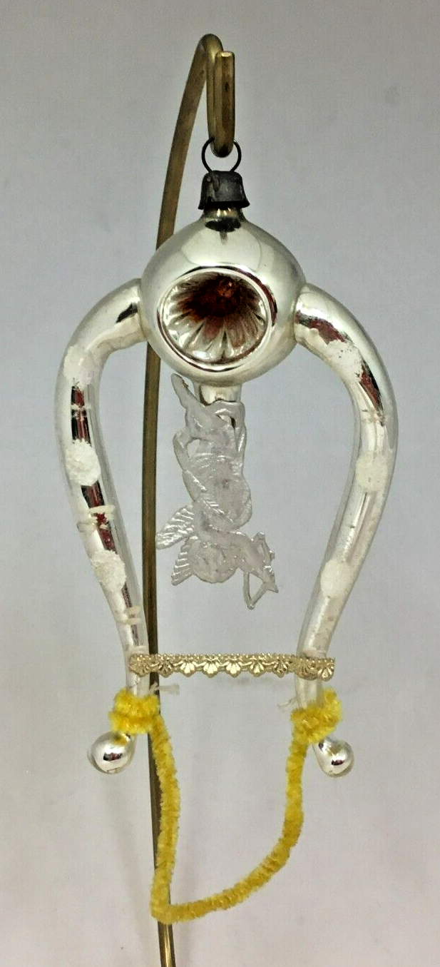 1920's Authentic Antique Angel Cupid on Lyre Ornament with Reflector ...