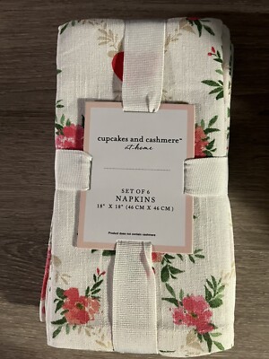 Cupcakes And Cashmere Set Of 6 Napkins Hearts&Flowers Pattern 18" X 18 ...