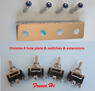 Lowrider Hydraulics chrome 4-hole panel, switches & extensions kit ...