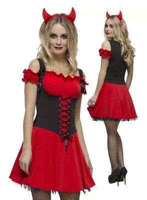Fever Wicked Red Devil Halloween Carnival Fancy Dress Costume Red Dress ...