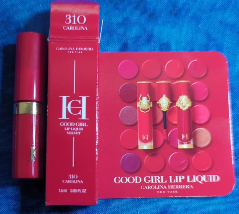 Carolina Herrera beauty cosmetic pouch, Good Girl sample, Lip Liquid ...