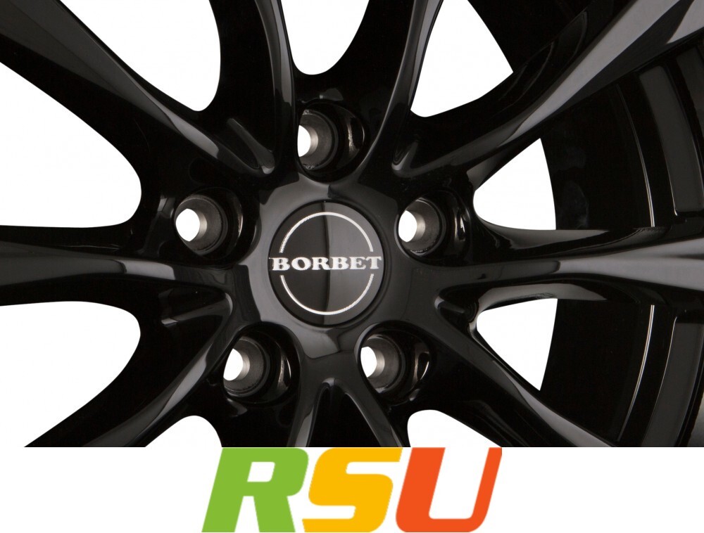 4x Borbet RE black glossy 7x16" ET48 LK5 112 ML 57.1 Alufelgen 16 Zoll ...