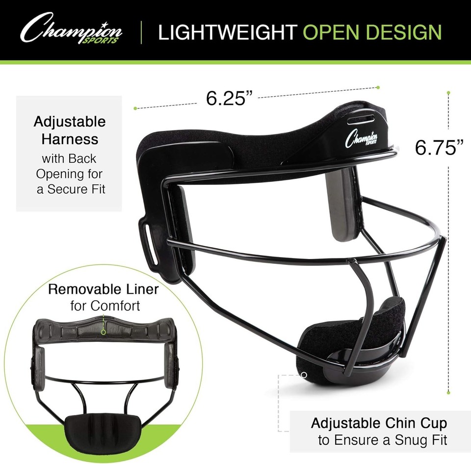Champion Sports Softball ADULT Pitcher / Fielder Mask, Wide Vision ...