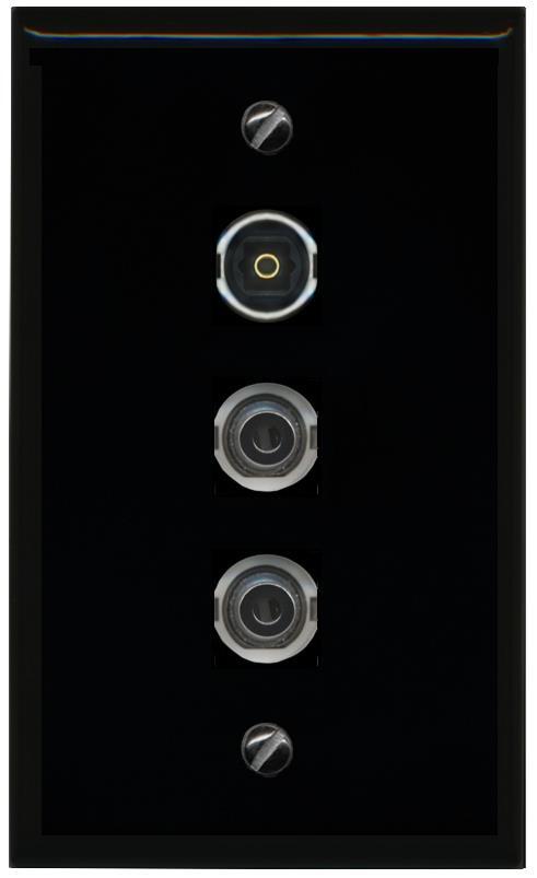 [3 Ports] 2 3-5MM TOSLINK Wall Plate Flat Black | eBay