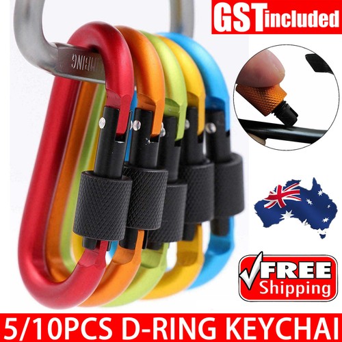 10 Aluminum Snap Hook Carabiner D-Ring Screw Key Chain Clip Lock ...