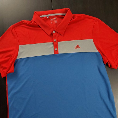 Adidas Golf XL Performance Polo Shirt Colorblock Red & Gray & Blue | eBay