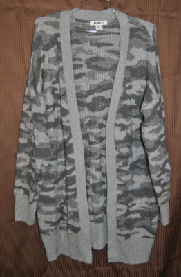 womens WILLIAM RAST Long Light & Dark Gray Camo Cardigan Sweater Size L ...