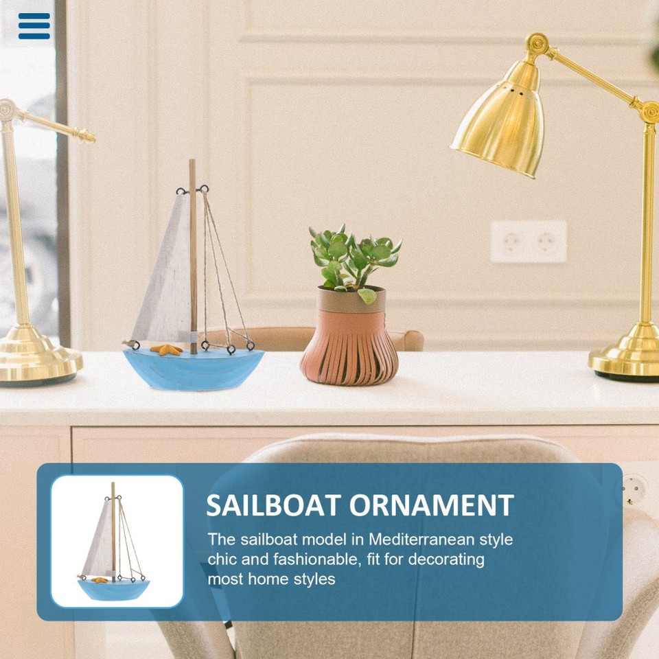 Sailboat Tabletop Decor Vintage Nautical Model for Home Decoration ...
