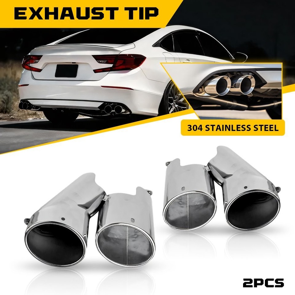 2x Stainless Steel Exhaust Dual Pipe Tip Double Wall For 2018-22 Honda ...