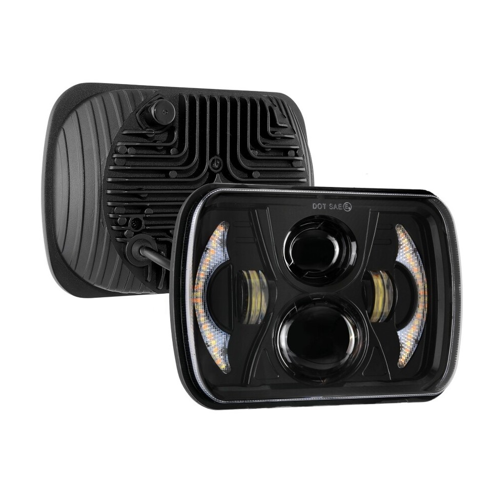 For Dodge D100 D150 D250 D350 81-93 Pair 7x6" LED Headlights Hi/Lo Turn Signal | eBay