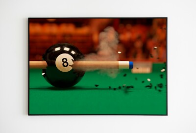 SMASHING EIGHT BALL, FINE ART, POOL TABLE ART, PRINT, POSTER, MAN CAVE ...