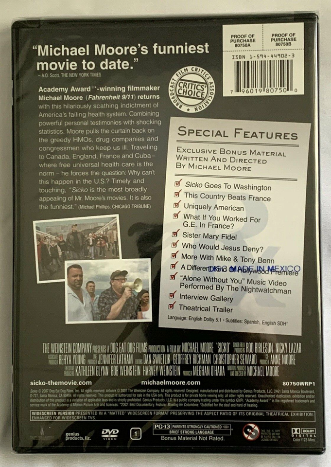 SICKO (2007) Special Edition DVD Michael Moore DOCUMENTARY 796019807500 ...