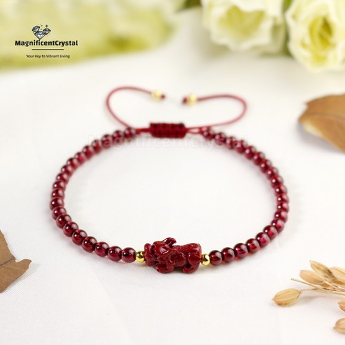 Natural Garnet Pixiu Bracelet Red Gemstone January Birthstone Jewelry ...
