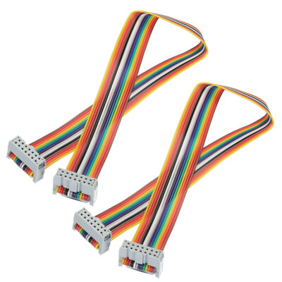 2 Pcs 14 Pin Flat Rainbow Ribbon Cable FC/FC Connector 1FT 2.54mm Pitch ...