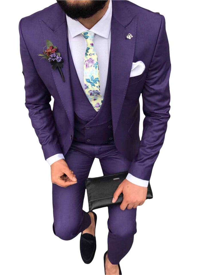 Designer Business Viola Porpora Abito Maschile Giacca Gilet Pantaloni ...