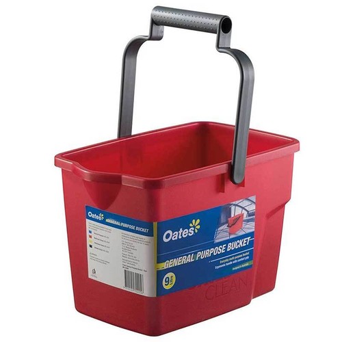 Oates Plastic Rectangular Bucket 9L Red: General Use, Window, Durable ...