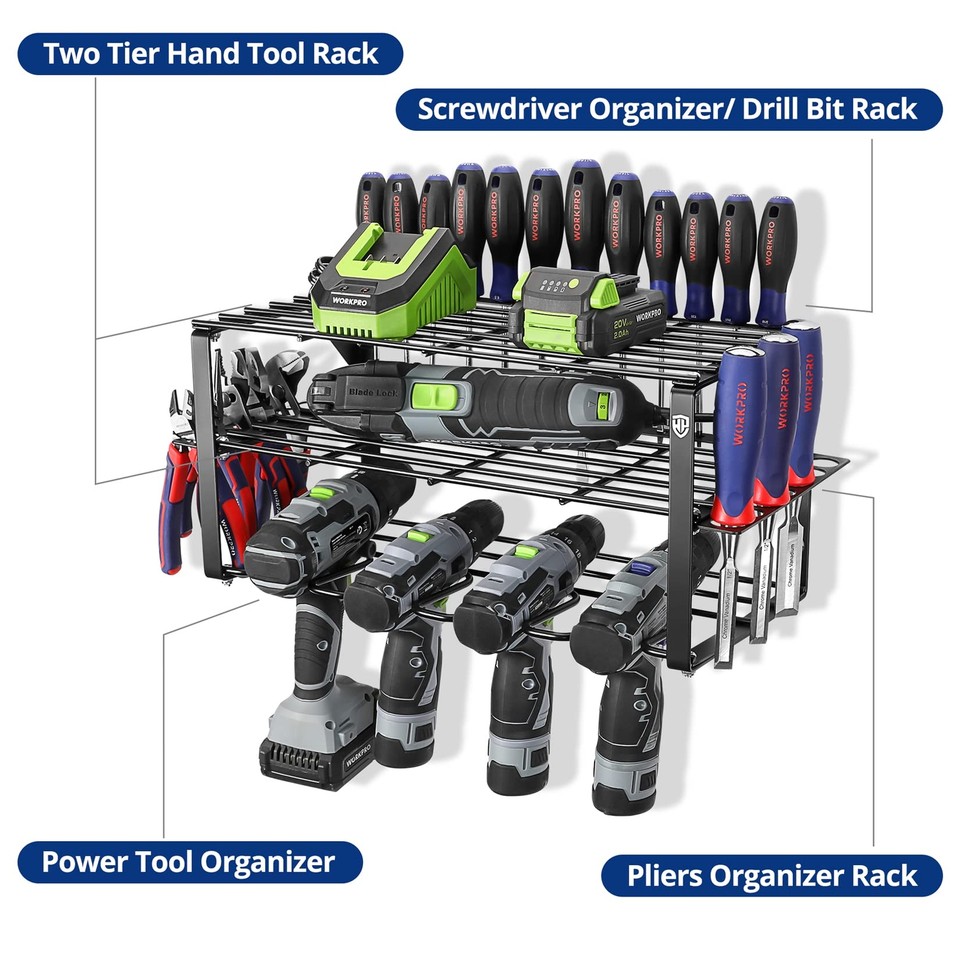 Wall Mount Cordless Drill Charging Station Power Tool Organizer Tool ...
