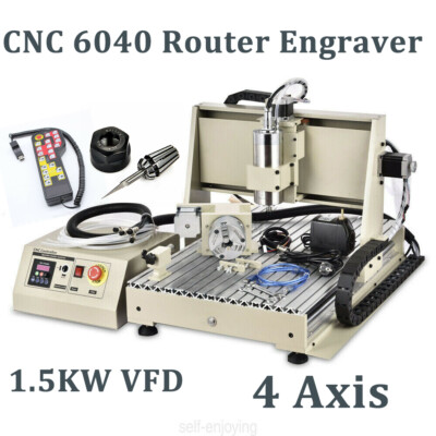1500W VFD 4 Axis CNC 6040Z Router Engraver Drill Milling Engraving ...