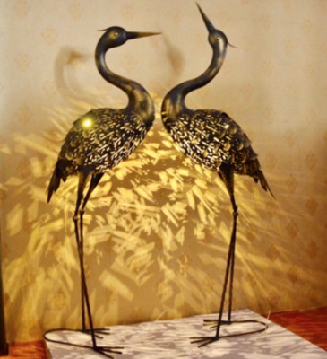 Hand Crafted Metal Solar Swan Solar Crane Garden Animal Ornament ...