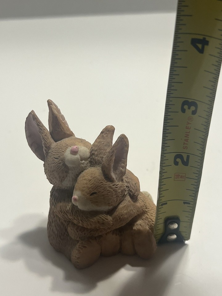 Small Resin Bunny Rabbit Figurine Hugging Snuggle Cuddle Cute | eBay