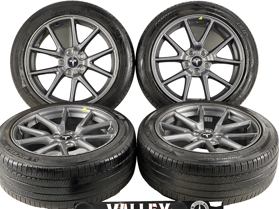 18" inch oem tesla rims set of4 GRAY MODEL 3 5Y SPOKE USED W BONUS ...