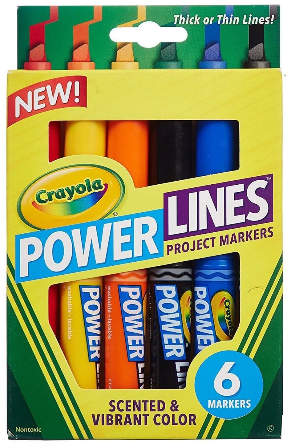 Crayola - Power Lines Scented & Colour Marker - 6 Markers - MEGA ...